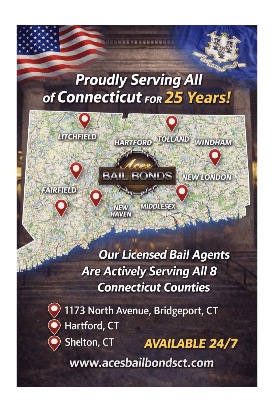 Bail Bonds Serving 8 Counties in Connecticut